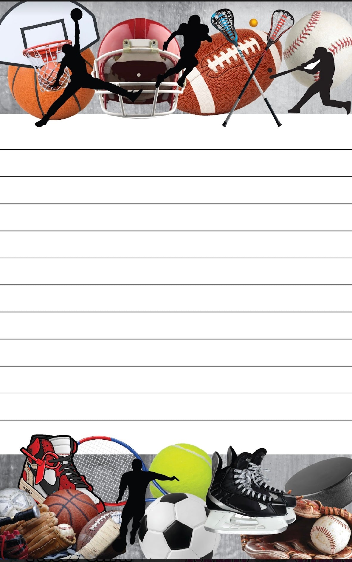Sports Collage Lined Notepad – Camprageous Gifts